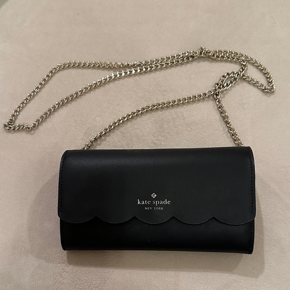 kate spade | Bags | Kate Spade Black Crossbody Bag With Silver Chain ...